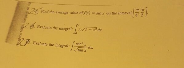Solved Find the average value of f(x) = sin x on the | Chegg.com