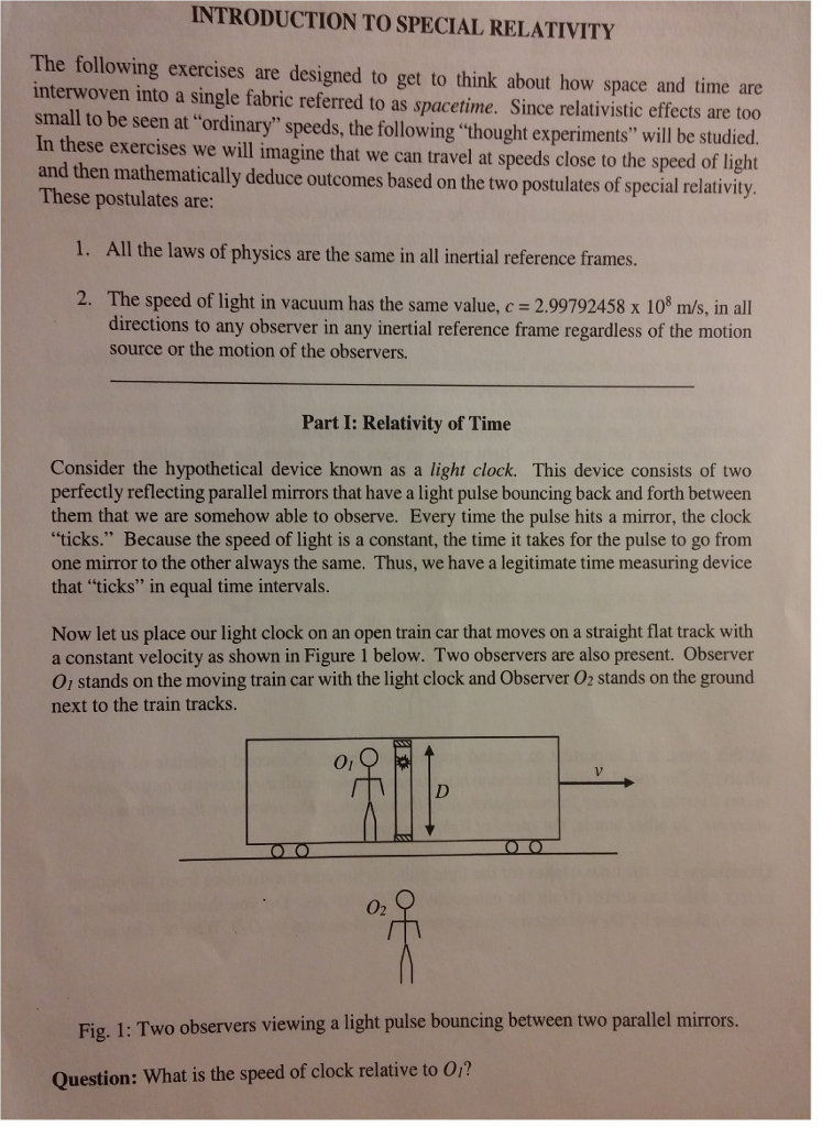 Solved INTRODUCTION TO SPECIAL RELATIVITY The following | Chegg.com