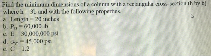 Solved Find the minimum dimensions of a column from the | Chegg.com