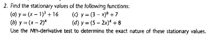 Solved 2. Find the stationary values of the following | Chegg.com
