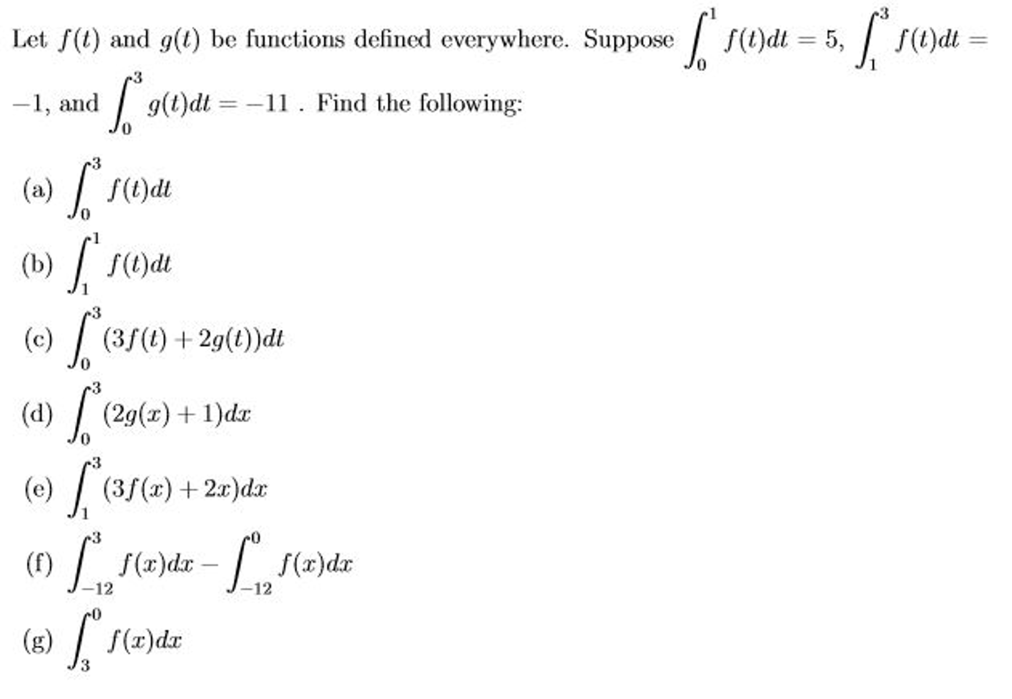 Solved Let f (t) and g (t) functions defined everywhere. | Chegg.com