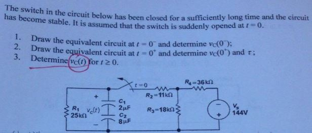 Solved The switch in the circuit below has been closed for a | Chegg.com