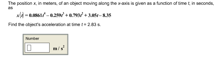 Solved The position x, in meters, of an object moving along | Chegg.com