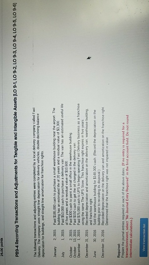 Solved 25.00 polnts PB9-4 Recording Transactions and | Chegg.com