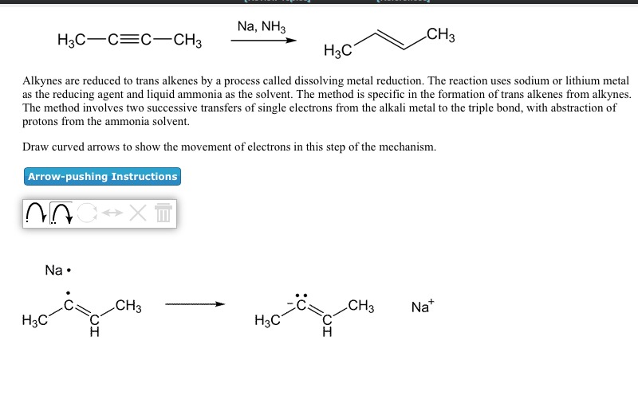 Solved Alkynes are reduced to trans alkenes by a process | Chegg.com