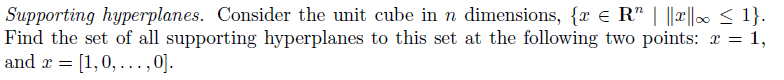 Supporting hyperplanes. Consider the unit cube in n | Chegg.com