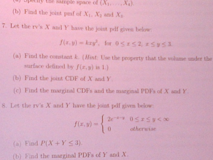 Let the rv's X and Y have the joint pdf given below: | Chegg.com