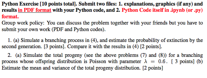 Python Exercise [10 points total]. Submit two files: | Chegg.com