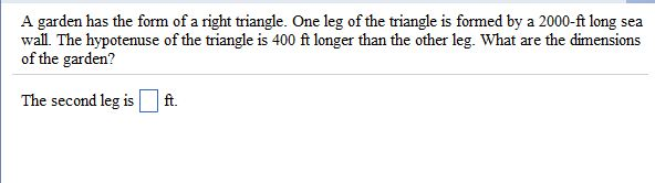 Solved A Garden Has The Form Of A Right Triangle One Leg Of Chegg