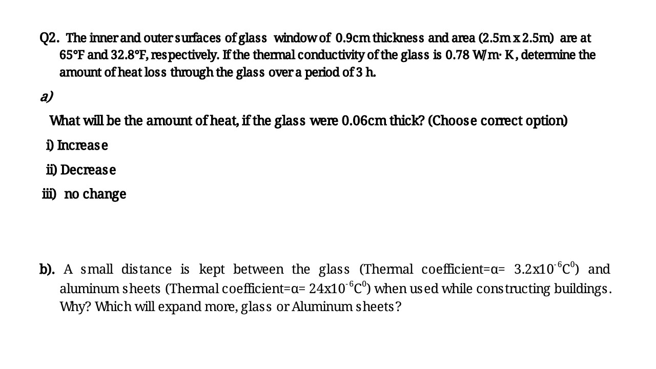 Solved The inner and outer surfaces of glass window of 0.9cm | Chegg.com