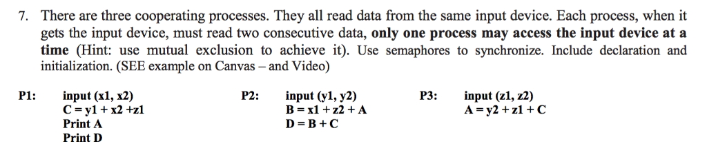 Solved There are three cooperating processes. They all read | Chegg.com