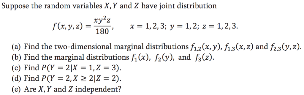 Solved Suppose the random variables X, Y and Z have joint | Chegg.com