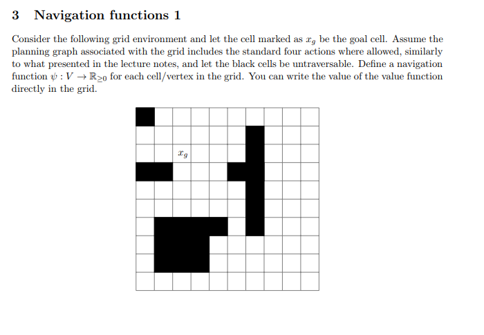 Navigation functions 1 Consider the following grid | Chegg.com