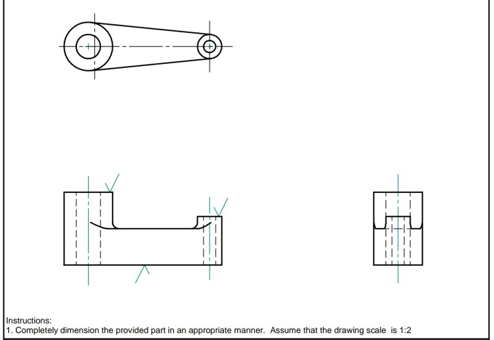 Solved 1 Complete The Front View As A Half Section 2 Draw 