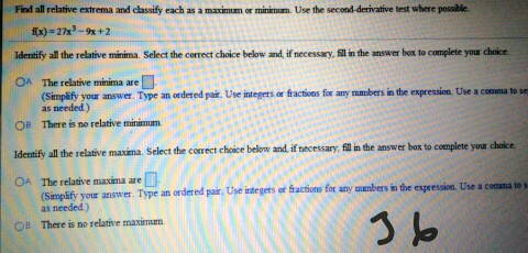 Solved Find all relative extrema and classify each as a | Chegg.com