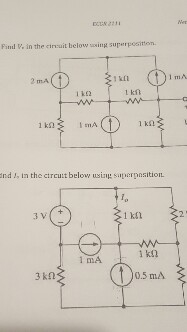 Solved Find V_ in the circuit below using Superposition. | Chegg.com