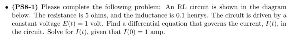 Solved . (PS8-1) Please complete the following problem: An | Chegg.com
