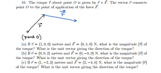 Solved The torque T about point O is given by r Times F. The | Chegg.com