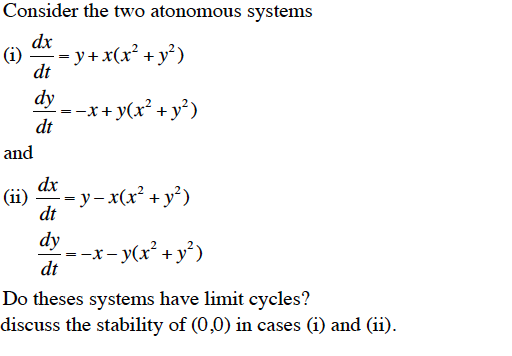 Solved Non-Linear Systems of Differential Equations - | Chegg.com