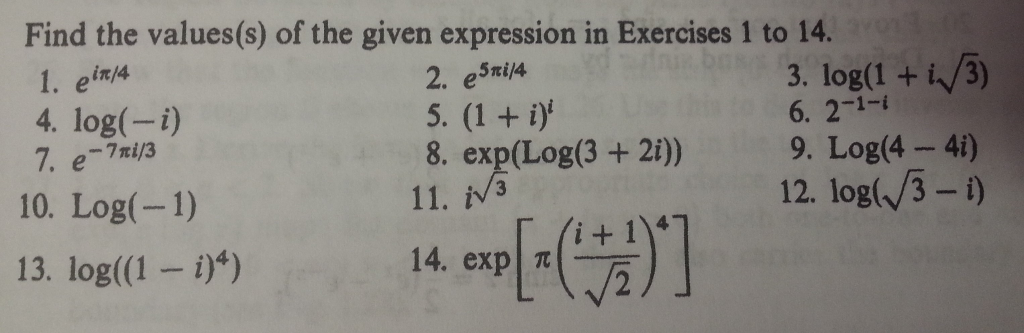 Solved Find the values(s) of the given expression in | Chegg.com