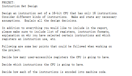 Solved Instruction Set Design Design an instruction set of | Chegg.com