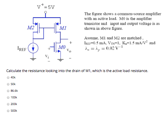 Solved The figure shows a common-source amplifier with an | Chegg.com