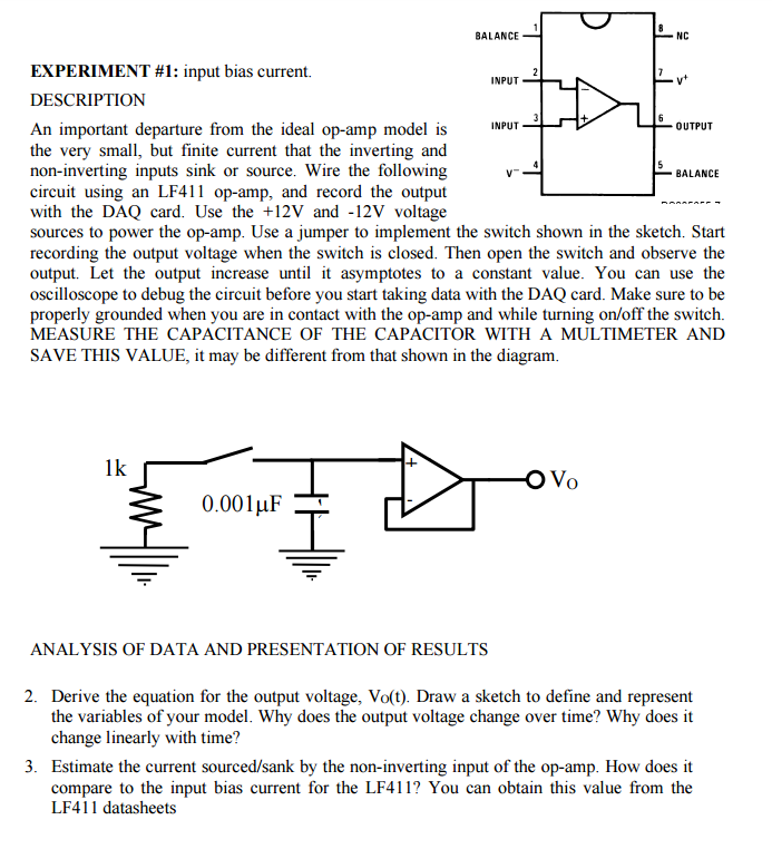 Solved BALANCE NC EXPERIMENT #1: input bias current. NPUT | Chegg.com
