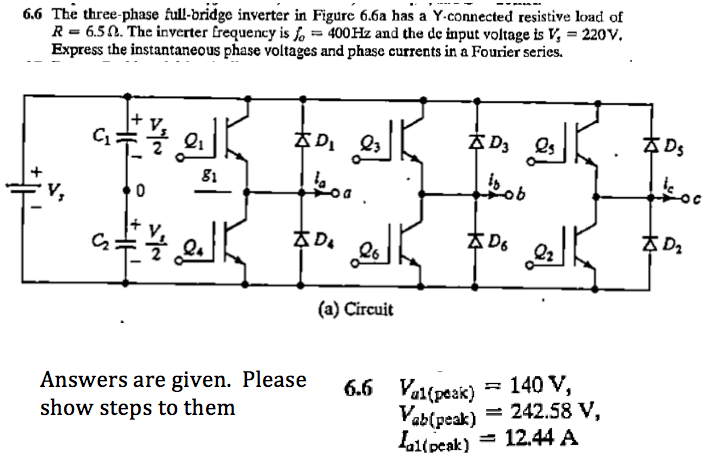 Solved The three phase full-bridge inverter in Figure 6.6a | Chegg.com