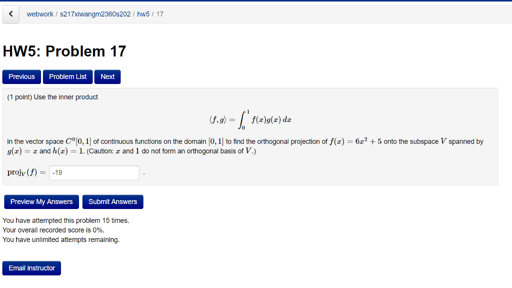 Solved Use the inner product (f, g) = integral^1_0 f(x) | Chegg.com