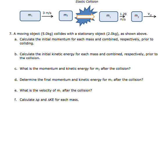 Solved 7. A moving object (5.0kg) collides with a stationary | Chegg.com