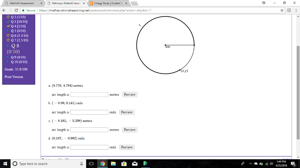 Solved IMathAS Assessment x IMathAS Asse: { e Chegg Study | | Chegg.com