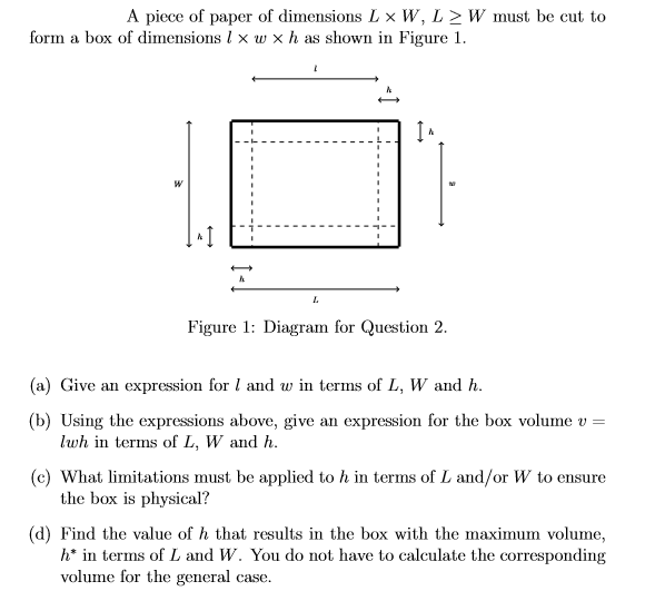 Solved A piece of paper of dimensions L times W, L | Chegg.com