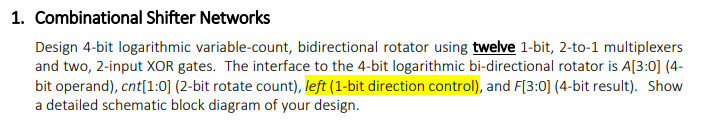 1. Combinational Shifter Networks Design 4-bit | Chegg.com