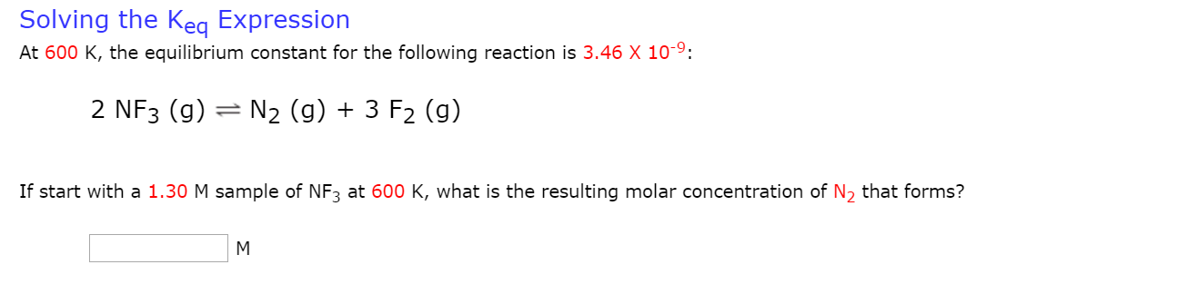 Solved Solving the Keq Expression At 600 K, the equilibrium | Chegg.com