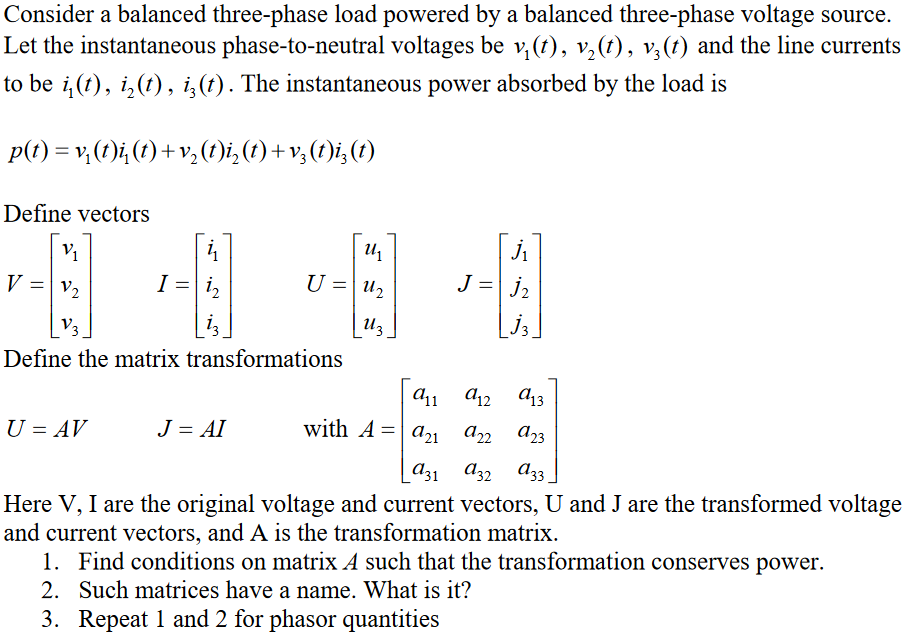 Solved Consider a balanced three-phase load powered by a | Chegg.com