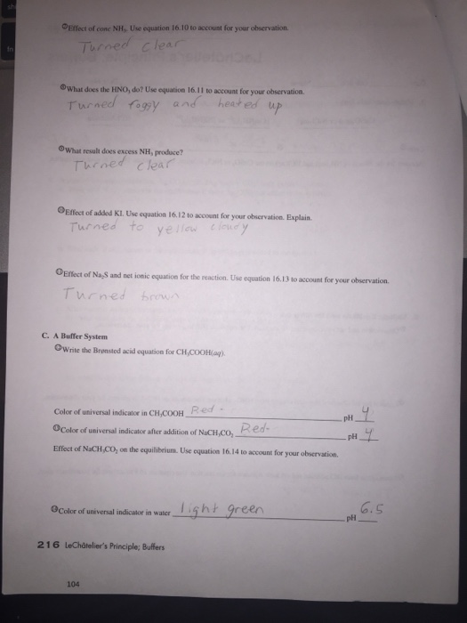 Solved LeChâtelier's Principle: Buffers Date Lab Sec._ Name | Chegg.com