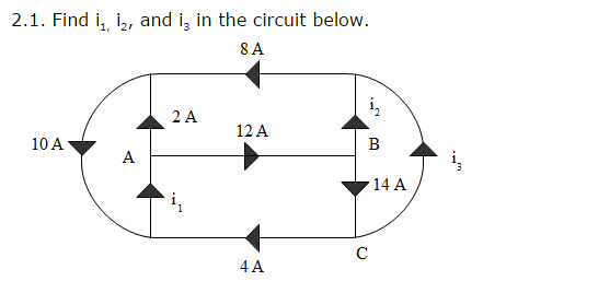 Solved 2.1. Find i1 i2, and i3 in the circuit below. | Chegg.com