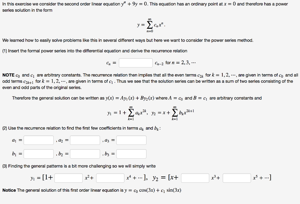 Solved In this exercise we consider the second order linear | Chegg.com