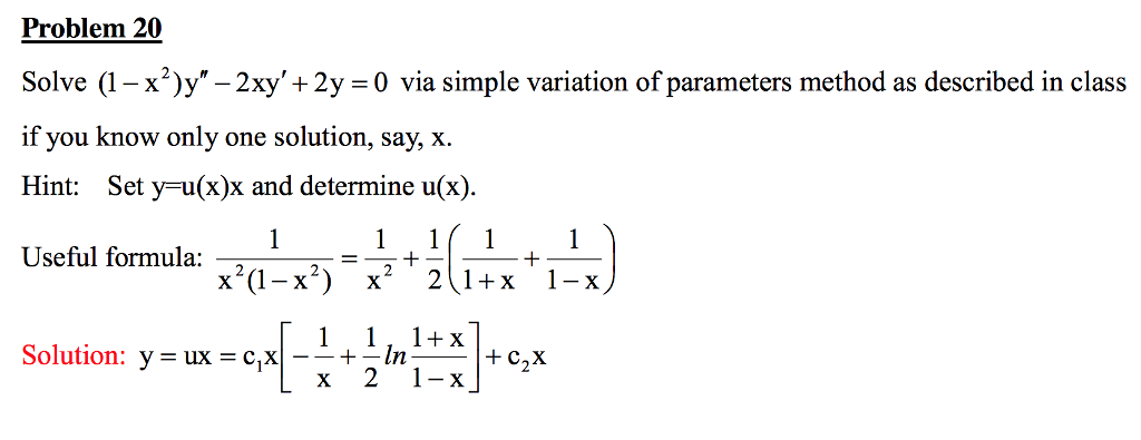 Solved Solve (1 - x^2)y" - 2xy' + 2y = 0 via simple | Chegg.com