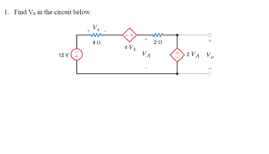 Solved Find V0 In The Circuit Below Find Vx In The