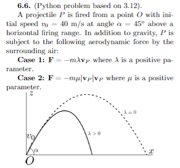 Solved 6.6. (Python problem based on 3.12). A projectile P | Chegg.com