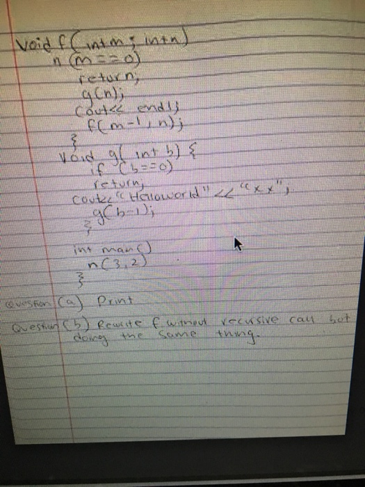 Solved Void Fint M Int N Nm 0 Return Gn 