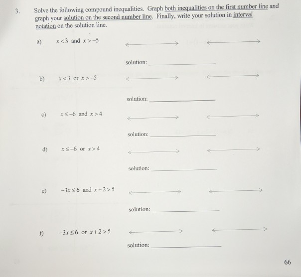 Solved 3. Solve the following compound inequalities. Graph | Chegg.com