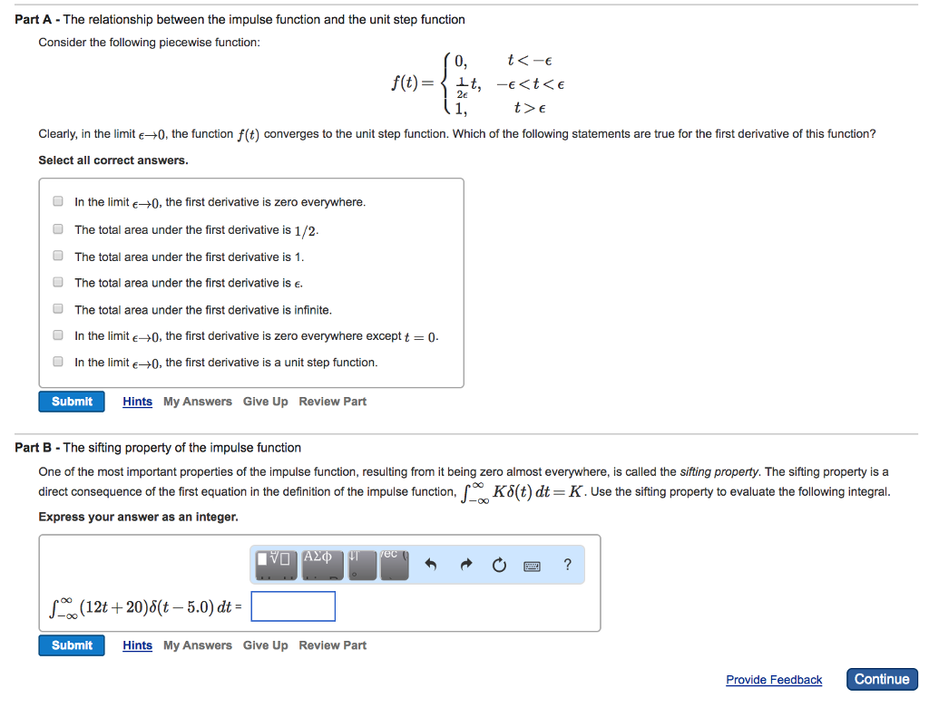 Solved The relationship between the impulse function and the | Chegg.com
