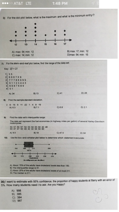 Solved For the dot plot below, what is the maximum and what | Chegg.com