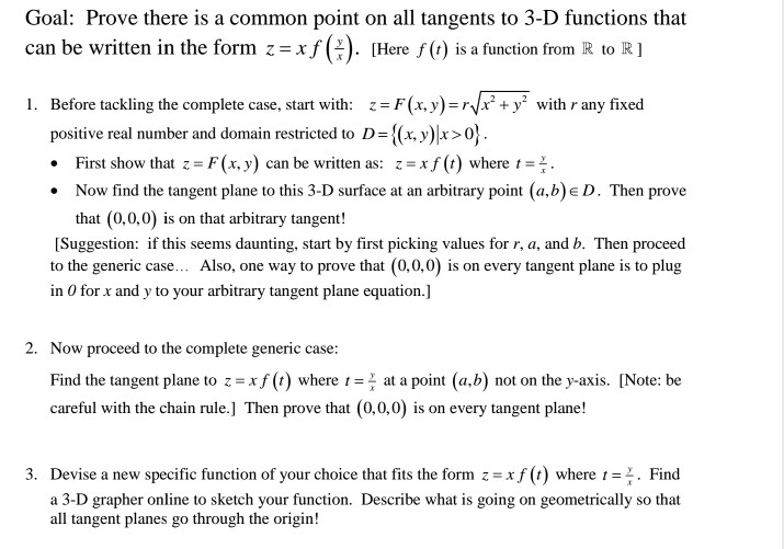 Solved Goal: Prove there is a common point on all tangents | Chegg.com