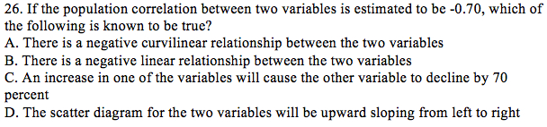 Solved If the population correlation between two variables | Chegg.com