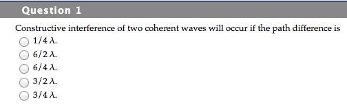 Solved Constructive interference of two coherent waves will | Chegg.com