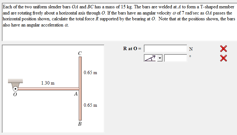 Solved Each of the two uniform slender bars OA and BC has a | Chegg.com
