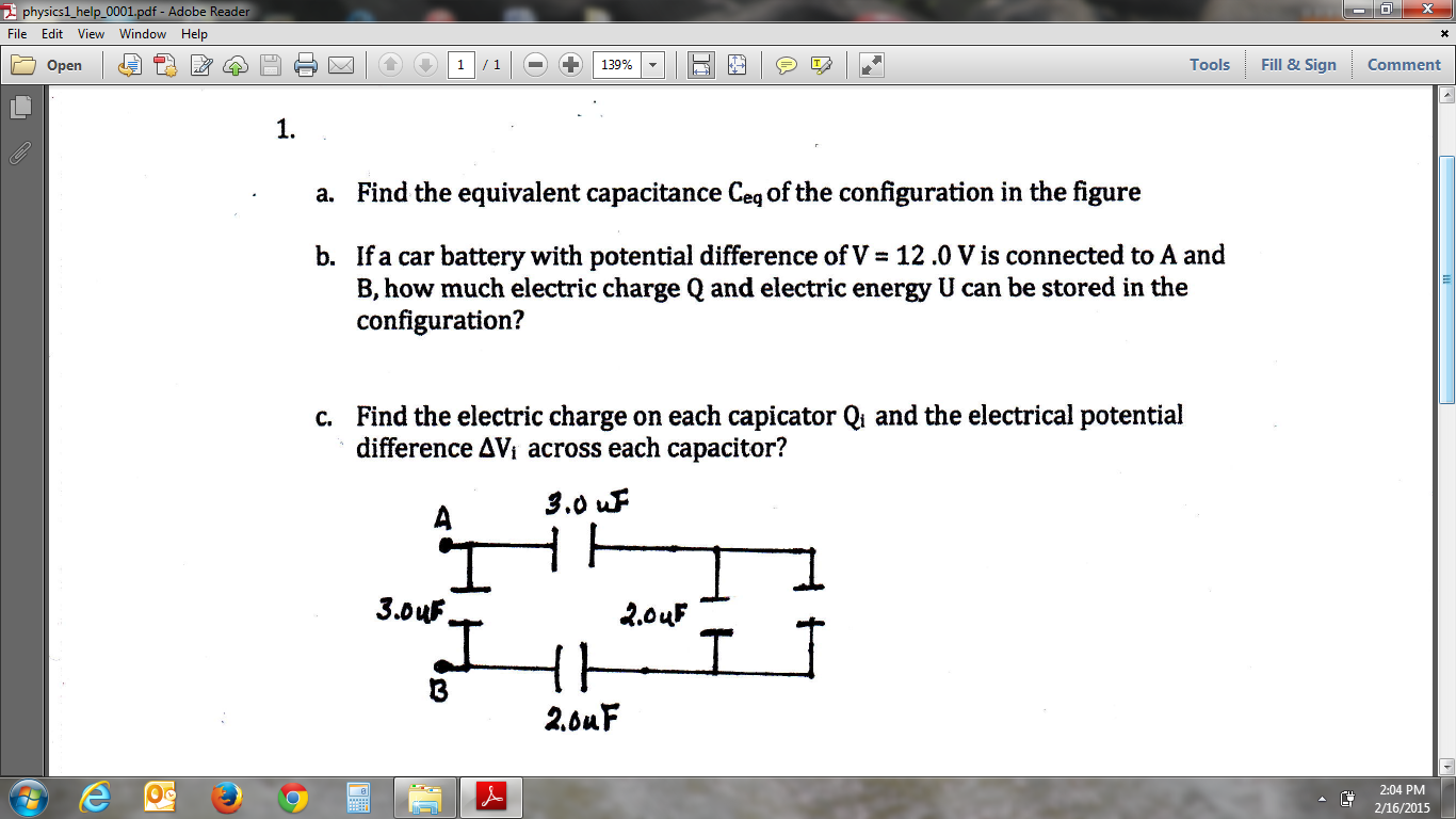 1. a. Find the equivalent capacitance Ceq of the | Chegg.com
